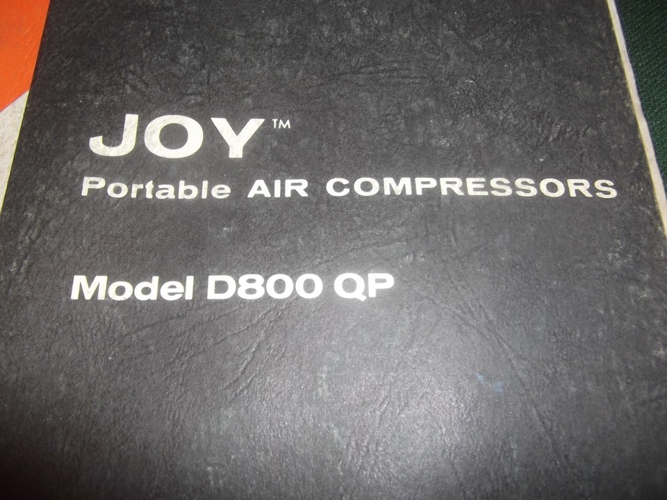 JOY D800 QP QUITE POWER AIR COMPRESSOR PARTS MANUAL BOOK CATALOG | eBay