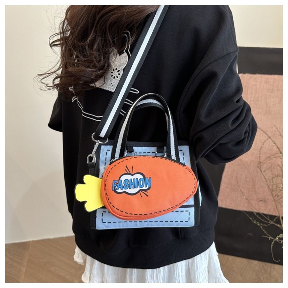 Canvas Carrot Bag Nylon Cartoon Crossbody Bag Casual 2D Anime Tote Bag ...