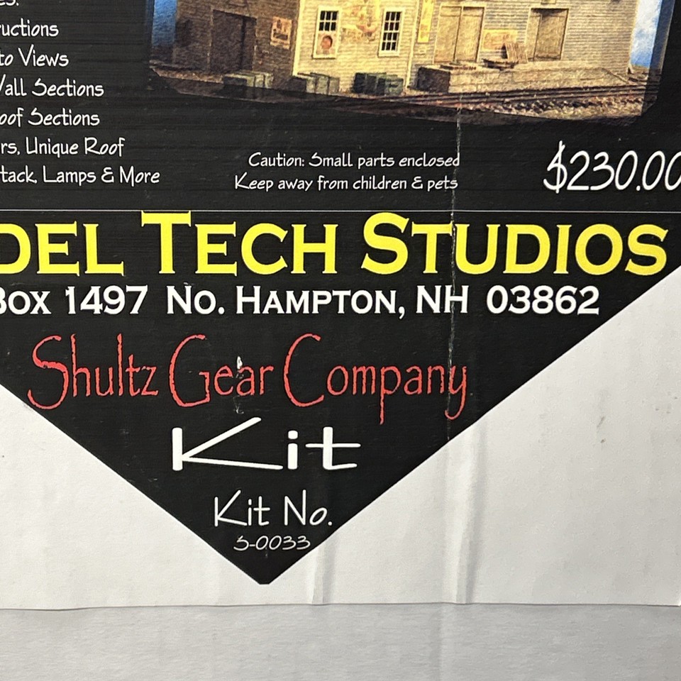 Model Tech Studios O Scale Shultz Gear Company Kit No. S-0033 3D Sign ...