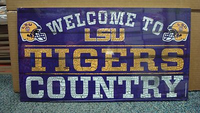 LSU TIGERS WELCOME TO TIGERS COUNTRY WOOD SIGN 13"X24'' NEW WINCRAFT | eBay