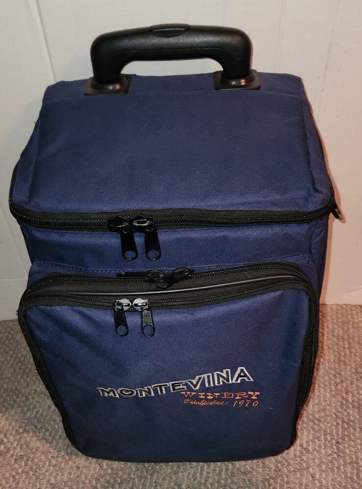 Montevina Winery Wine Bottle Tote Pull Behind Travel Whiskey Bourbon ...