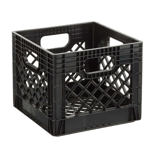 16QT Heavy-Duty Plastic Square Milk Crate Black | eBay