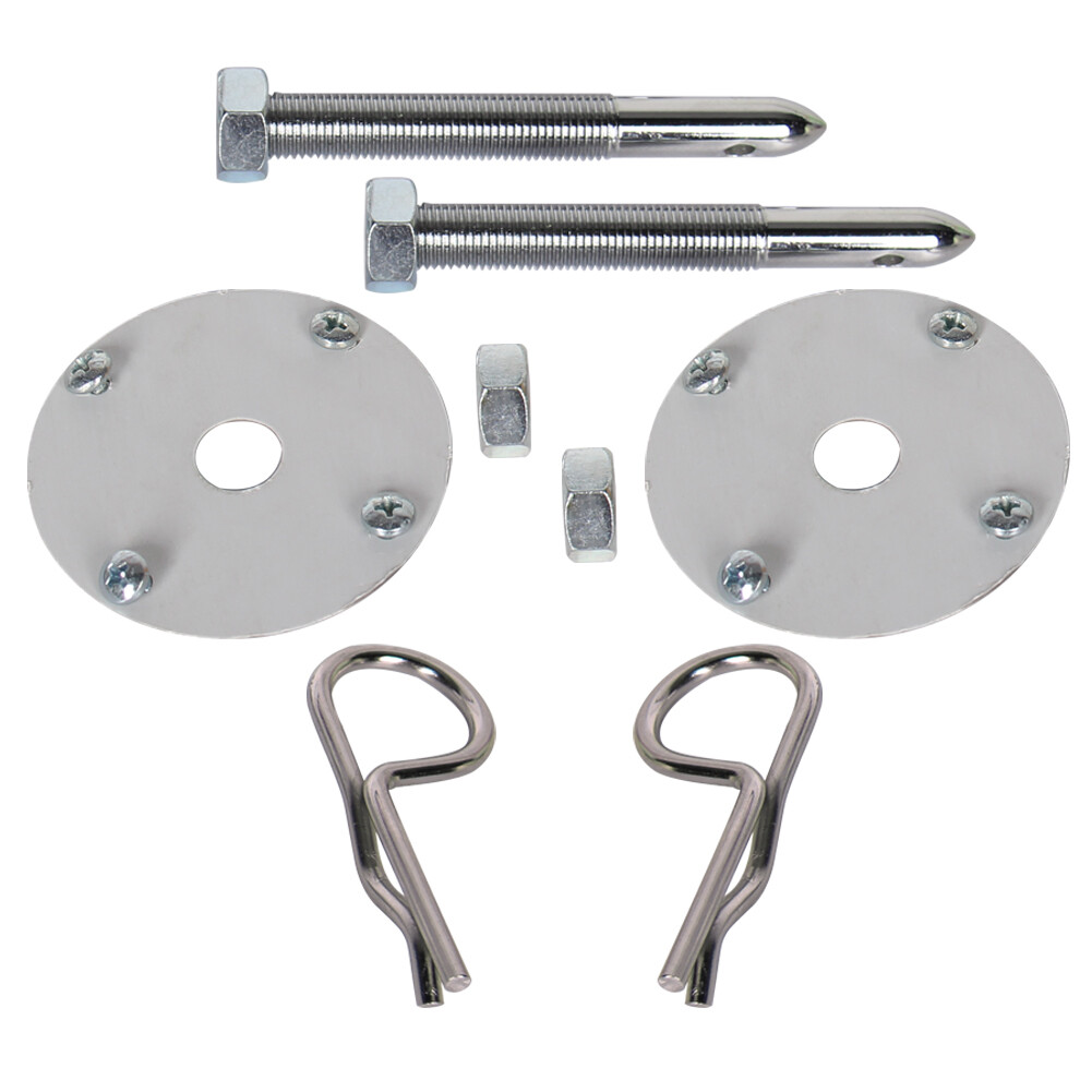 Stainless Steel Mount Hood Pin Pins Plate Bonnet Lock Kit Universal ...
