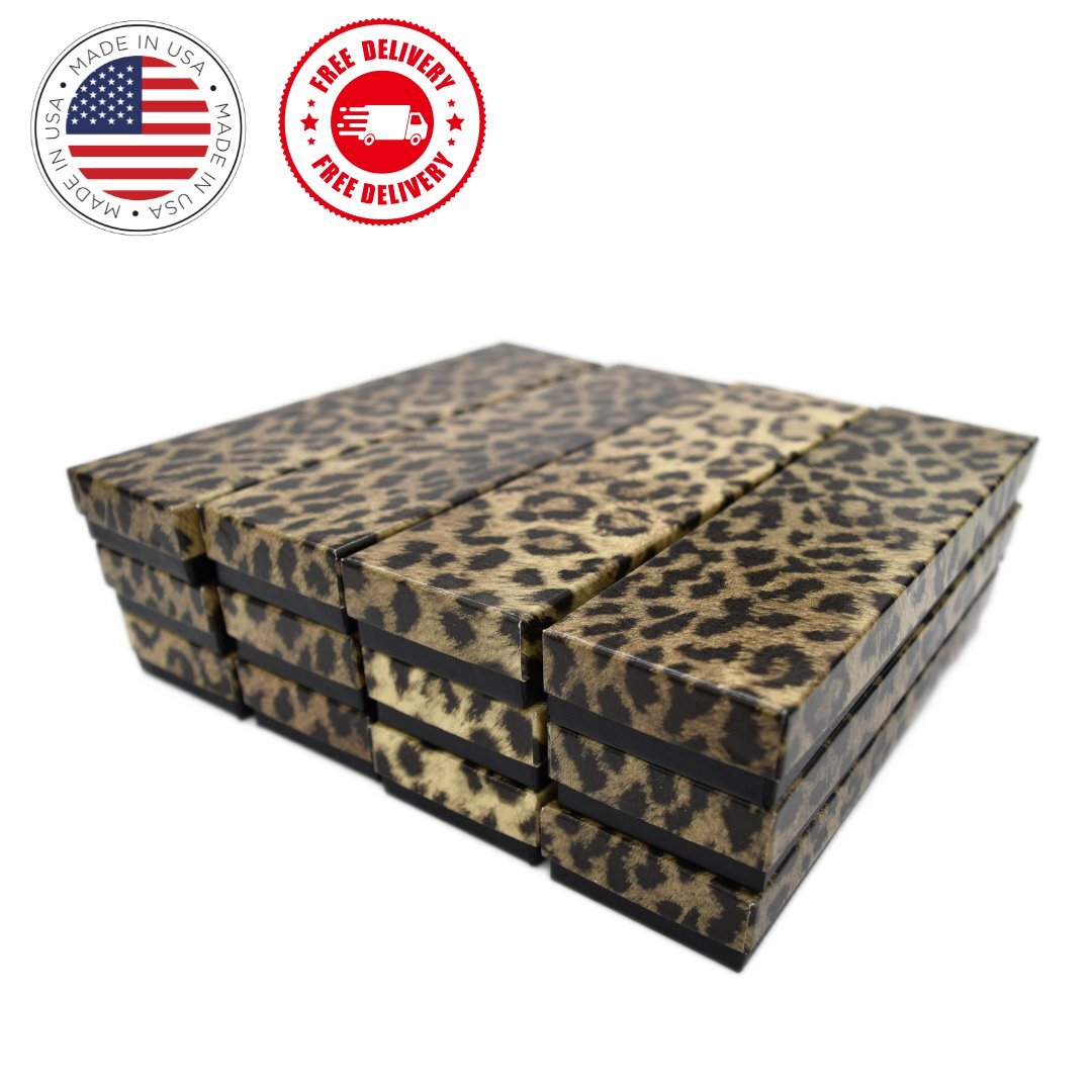 Made In US Leopard Cotton Filled Gift Boxes Jewelry Cardboard Boxes ...