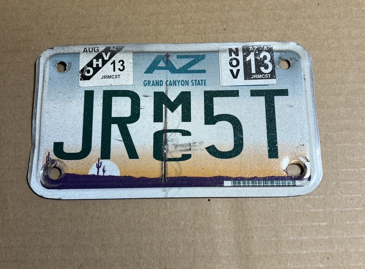 ARIZONA The GRAND CANYON STATE Motorcycle LICENSE PLATE #JR MC 5T ...