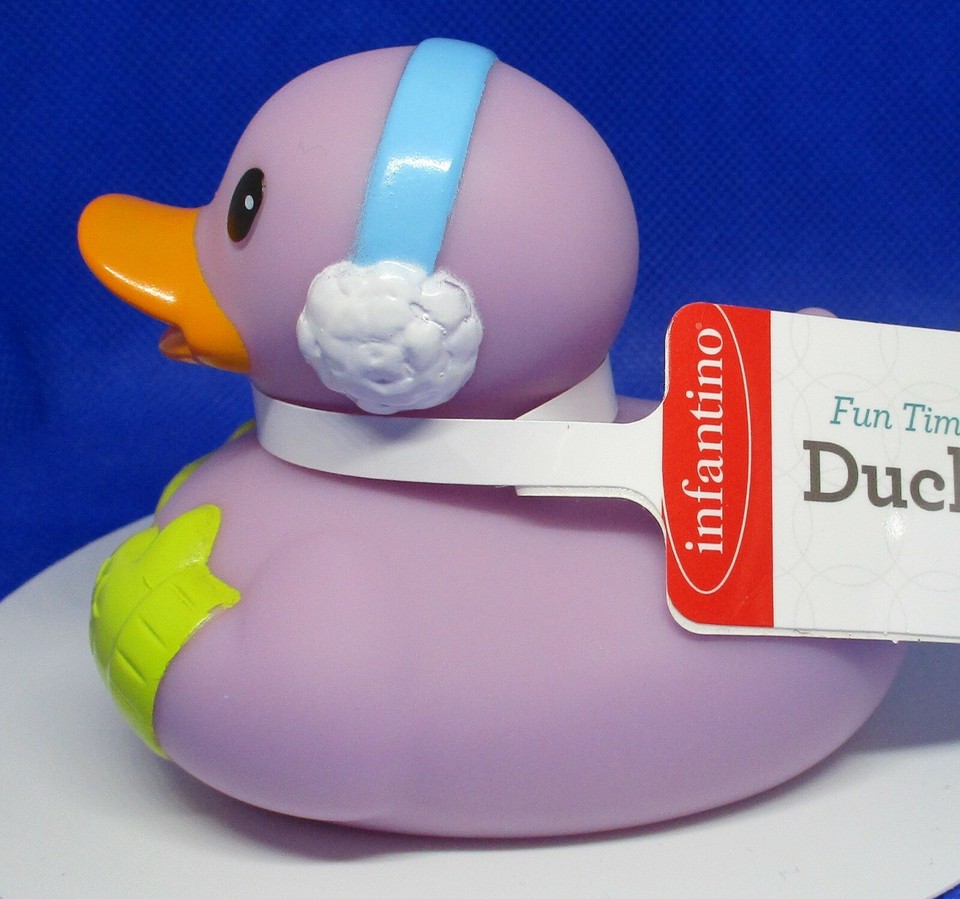 INFANTINO~PURPLE WINTER With GLOVES & EARMUFFS Fun Time Rubber Duck | eBay