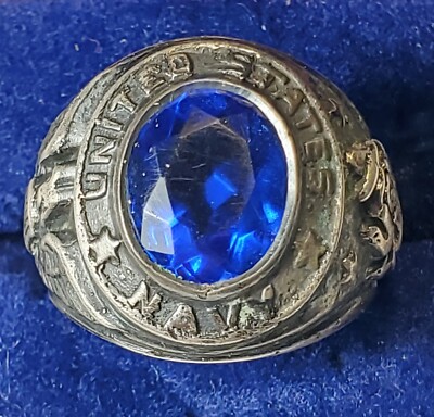 Vintage United States Navy Sterling Silver Military Mens Class Ring | eBay