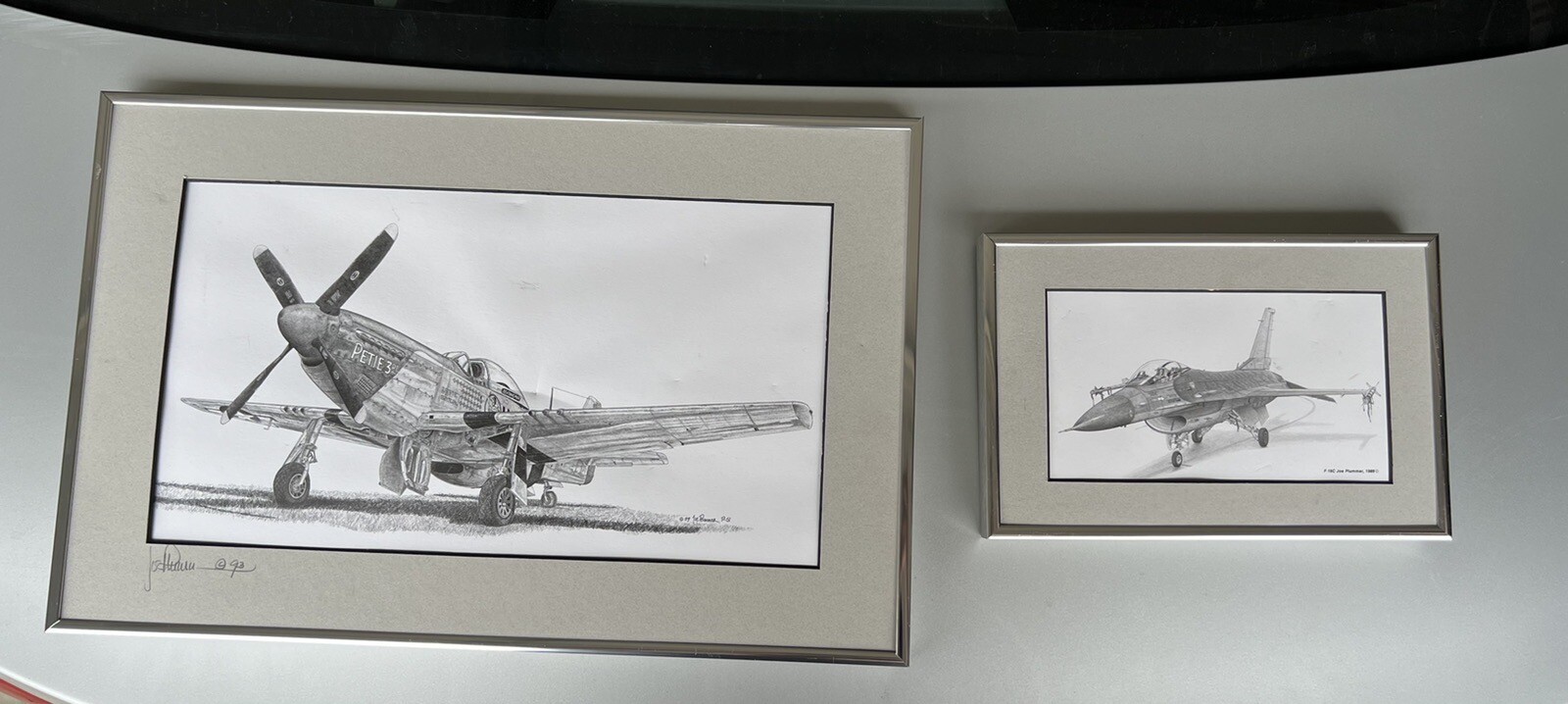 Lot Of 2 Joe Plummer Signed Lithograph Drawing Print Framed Airplanes F ...