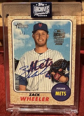 2020 Topps Archives Signature Series Zach Wheeler 1/1 Heritage "Real ...