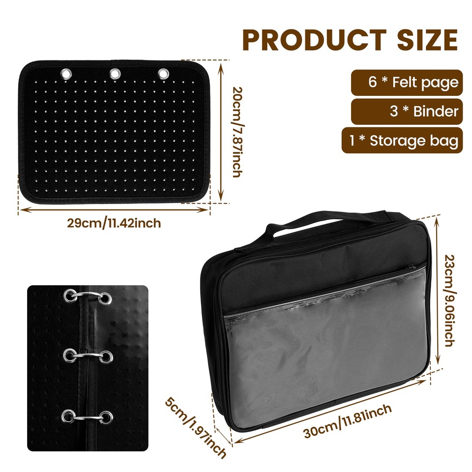 6 Pages Enamel Pin Display Bag Pin Books with 3 Loose Leaf Binders Felt ...