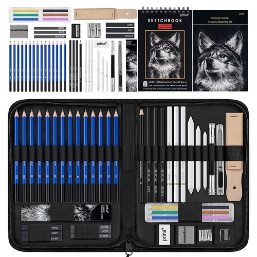 50 Pack Drawing Set Sketch Kit, Sketching Supplies with 3-Color ...
