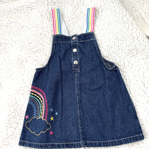 Girls 3T Denim Jumper Dress with Rainbow Embroidery - Kids Headquarters ...
