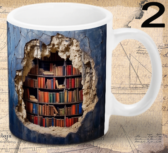 Bookshelf Library Book Shelf Mug Coffee Tea Cup Ideal Gift Birthday ...