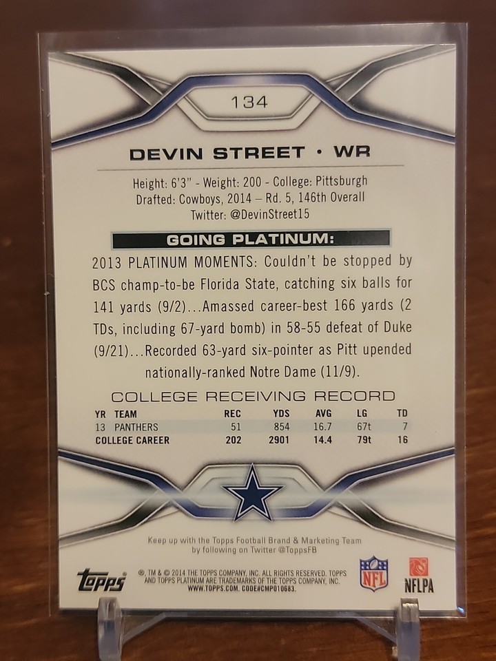 Devin Street 2014 Topps Platinum Football RC ROOKIE #134 | eBay