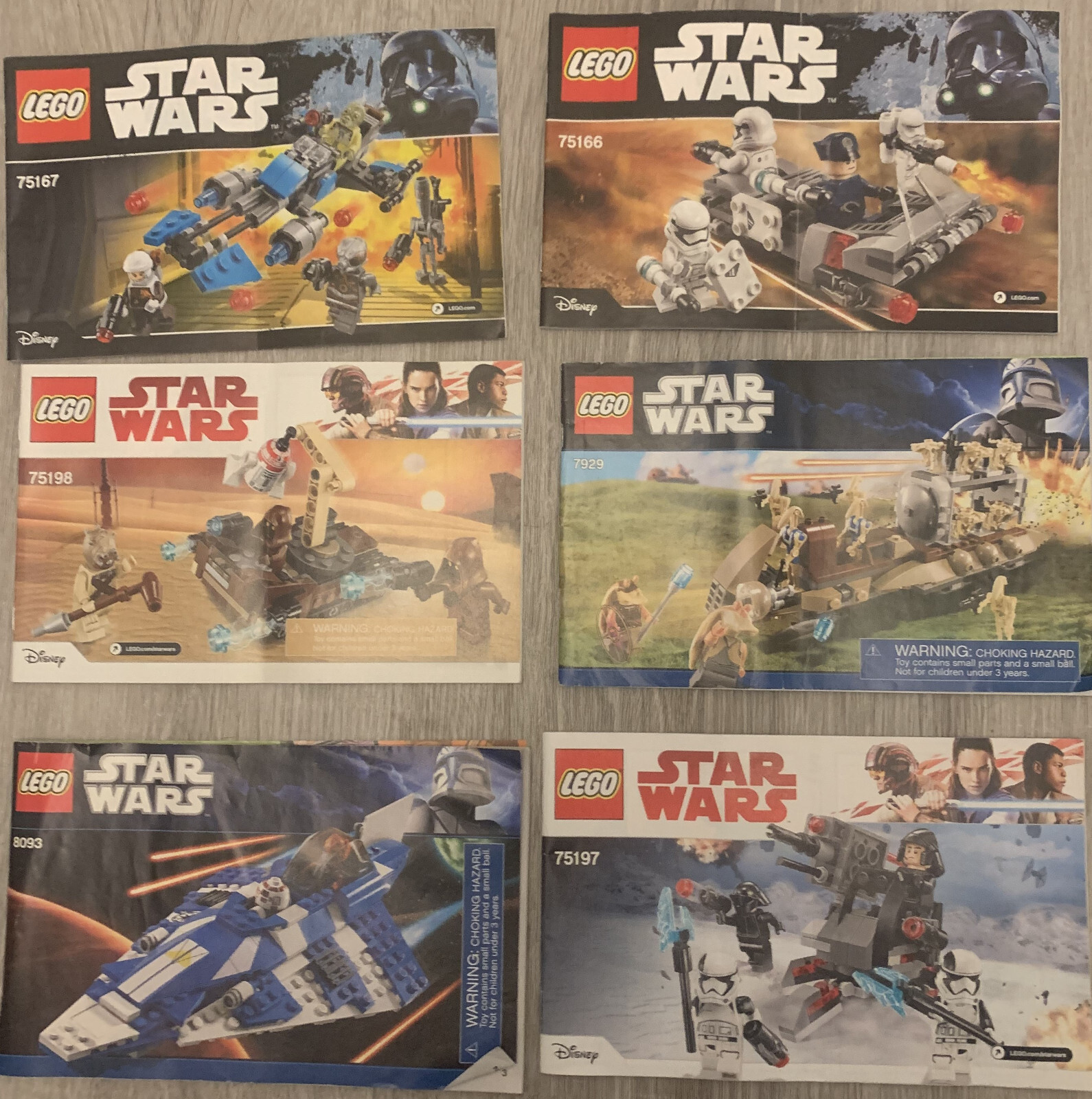 Lot of 6 Lego Star Wars Instructions Only 75167 75166 75198 7929 8093 ...