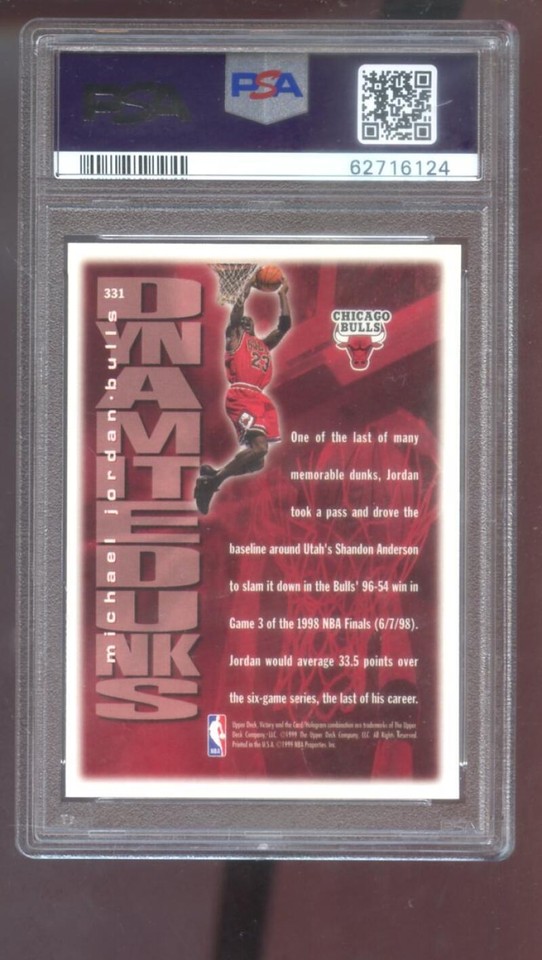 1999-00 Victory Dynamite Dunks #331 Michael Jordan PSA 8 Graded Card ...