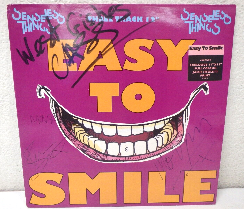 SENSELESS THINGS Easy To Smile SIGNED Album Jacket LP Full Band ...