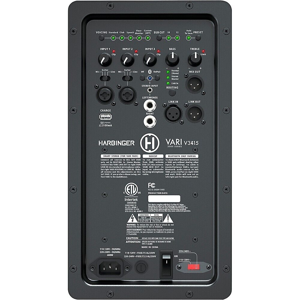 Harbinger VARI 3415 15" Powered PA Speakers Package With Stands - Black ...