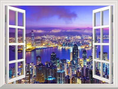Wall Mural - Beautiful City Skyline at Evening |Window View Wall Decor ...