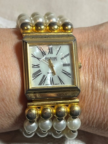 Joan Rivers Classic Ladies Bracelet Watch Gold Faux Pearl Band | eBay
