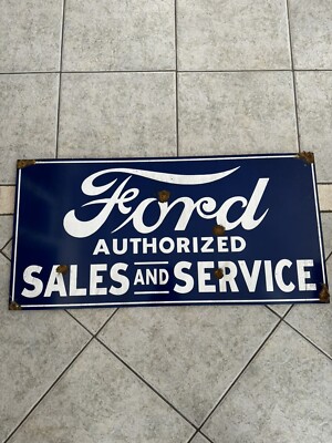 Antique style Barn find Look Ford Dealer Sales Service Blue Oval Sign ...