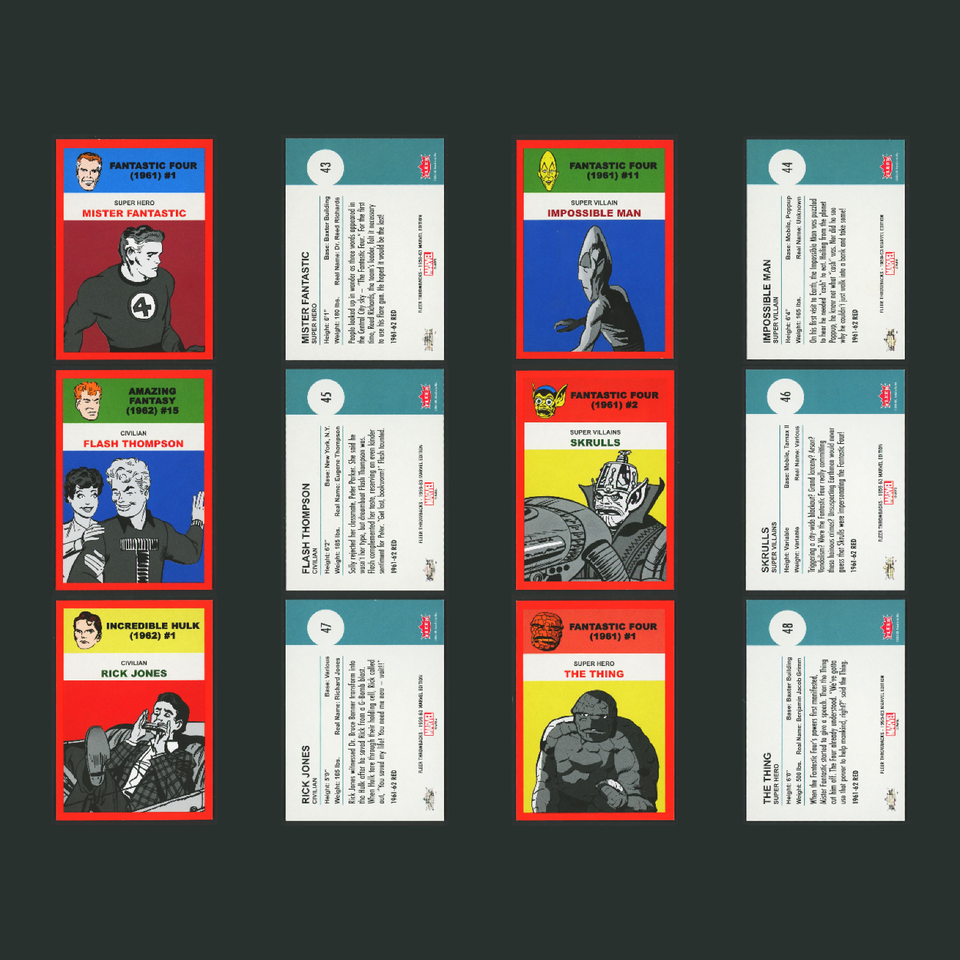 2024 Fleer Throwbacks 59-63 Marvel Edition Red Complete Set 60 Cards ...