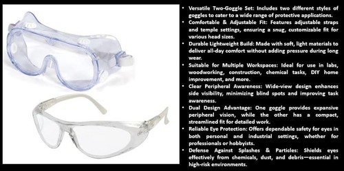 Safety Glasses Eye Protective, Safety Goggles, Combo (Set of 2 different Goggles | eBay