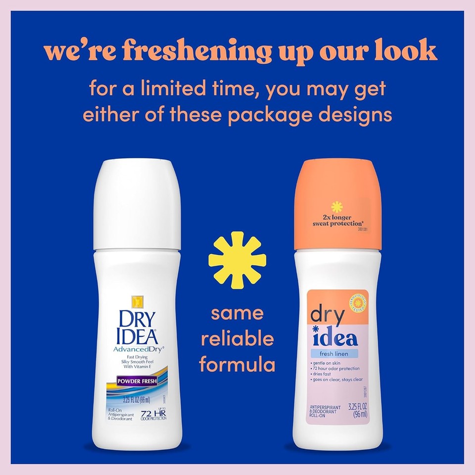 Dry Idea Fresh Linen Scent Roll On Deodorant & 3.25 Ounce (Pack of 6 ...