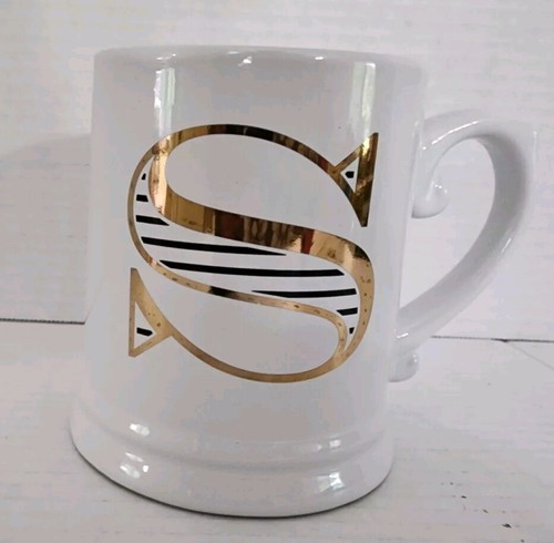Gold Initial "S" Coffee Tea Mug Cup White with Gold Handle Designpac | eBay