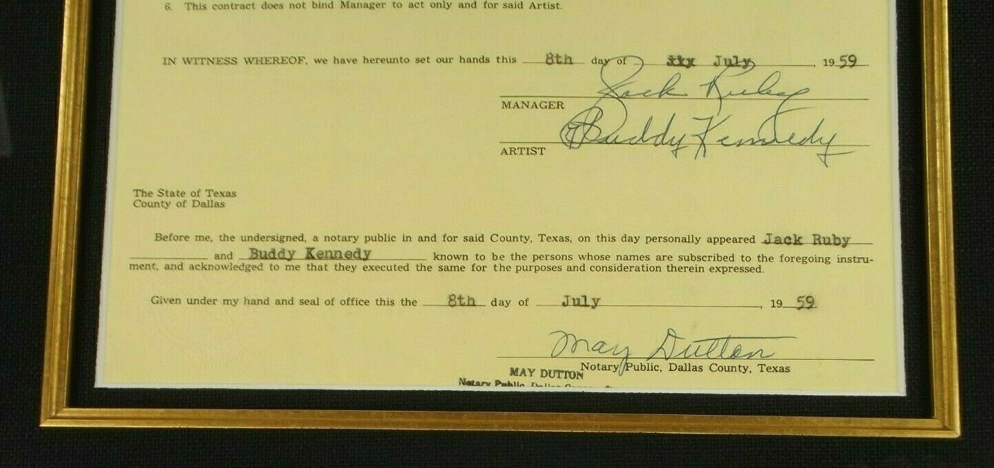Jack Ruby Nightclub Owner 1963 Shot Lee Harvey Oswald Signed Document ...