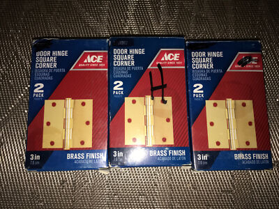 ACE Door Hinge Square Corner 2 Pack Kit Brass Finish 3”. 5296967. | eBay