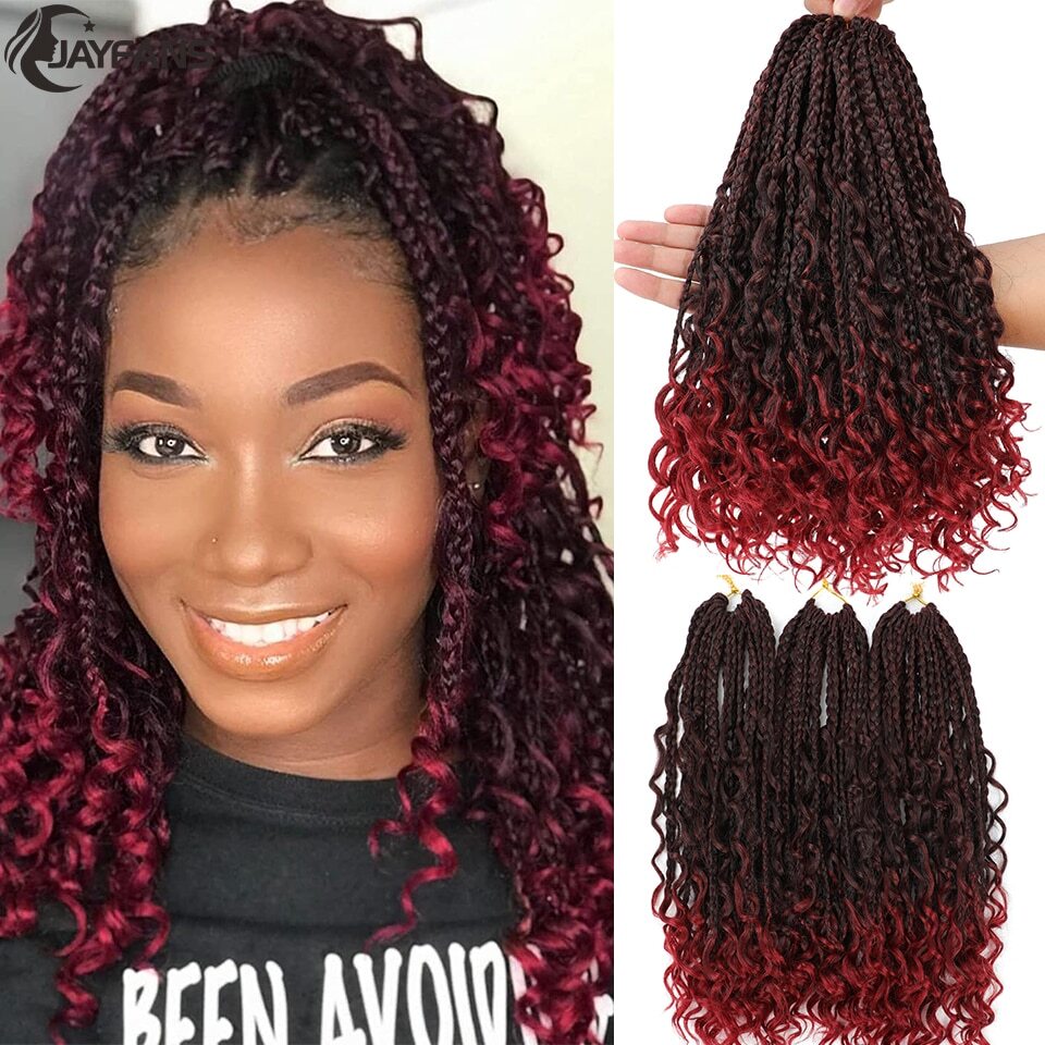 1- 6 Packs Ombre Box Braids Crochet Hair 14 18 inch Braids Hair With ...