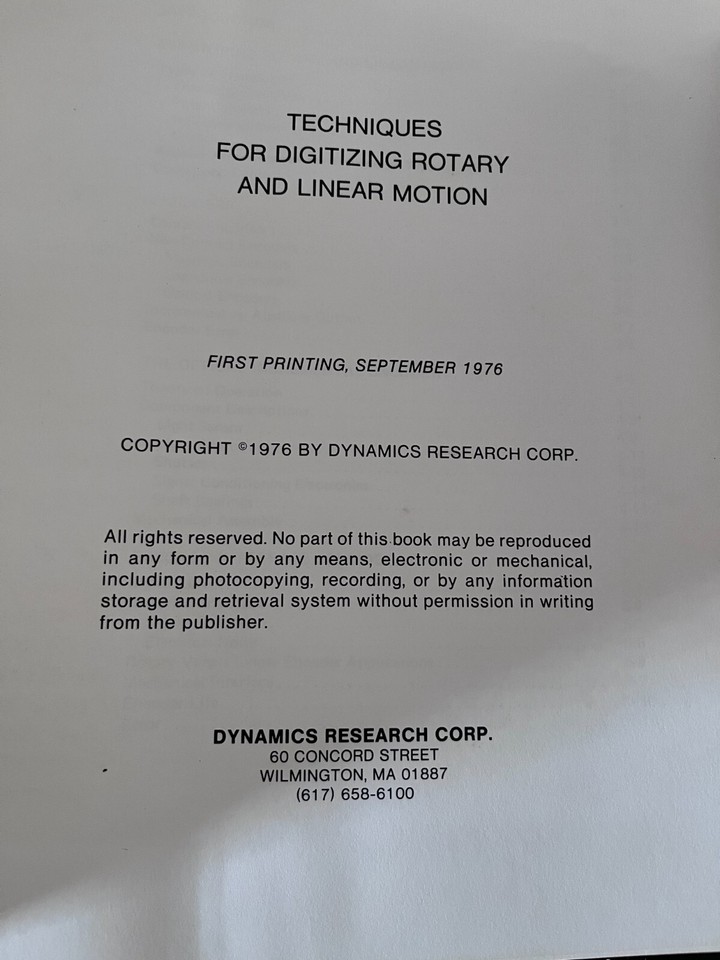 Techniques for Digitizing Rotary Linear Motion Dynamics Research Corp ...