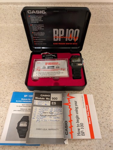 VINTAGE CASIO BP 100 BLOOD PRESSURE MONITOR DIGITAL WATCH GREAT ...