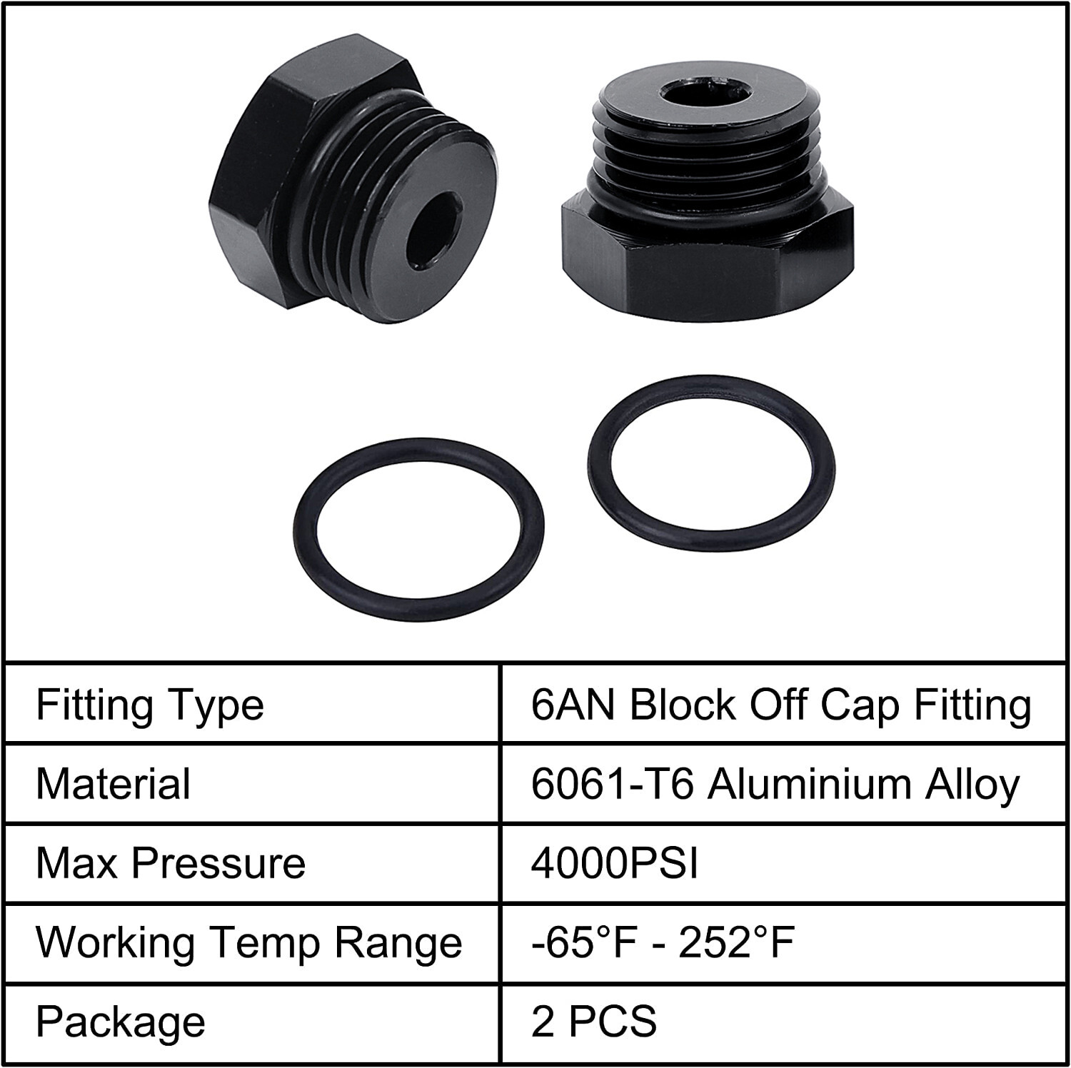 6AN Plug Seal Nut Block Off Cap Aluminum Fuel Fitting Adapter Hex Plugs ...
