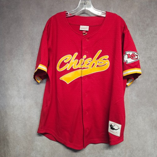NWT Mitchell & Ness Kansas City Chiefs Baseball Script Throwback Jersey ...