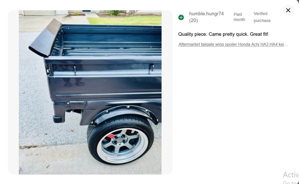 Aftermarket tailgate wing spoiler Honda Acty HA3 HA4 kei K truck pickup ...