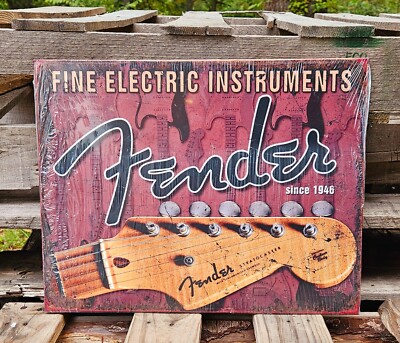 FENDER FINE ELECTRIC INSTRUMENTS METAL SIGN guitar telecaster ...