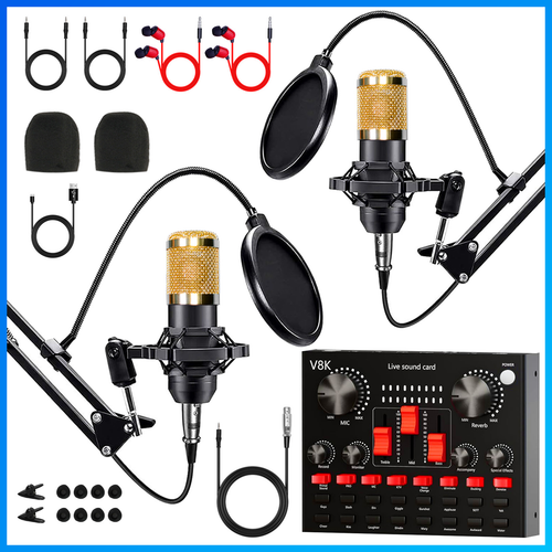 Podcast Equipment Bundle for 2 Home Studio Recording Kit Music Mixer ...