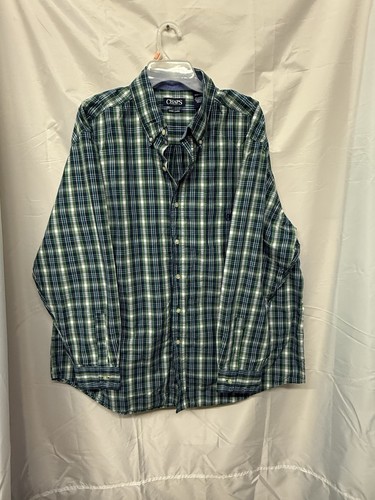 Chaps LS Blue/ Green / White Button Up Mens Shirt 2XB/ 2TF | eBay