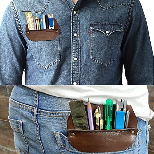 s Genuine Leather Work Pocket Organizer Tool Pocket For Toolspens Fit ...