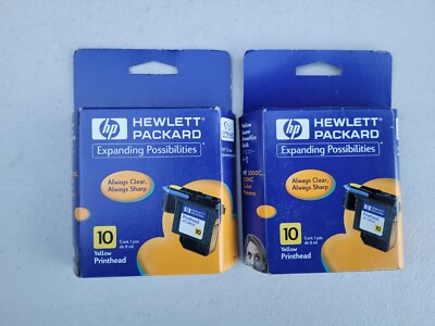 Set of 2 HP Genuine 10 Yellow Color Printer 2000C 2500C HP DesignJet ...