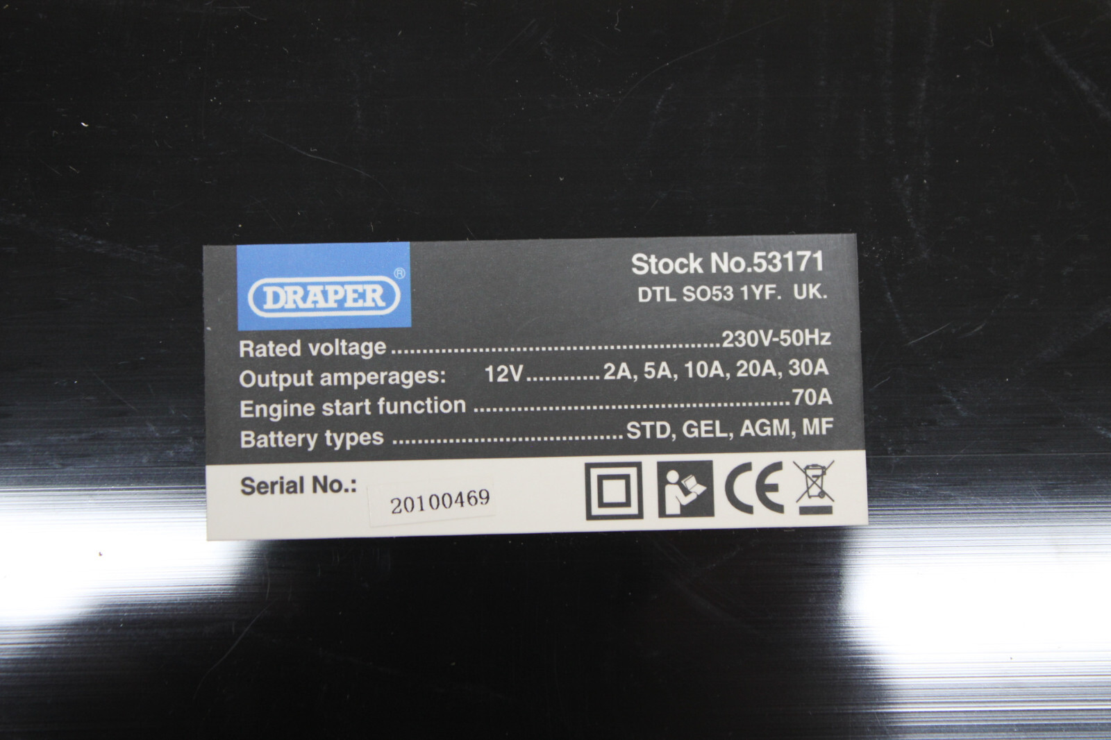 Draper 53171 12V 30A Emergency Car Van Battery Charger Engine Jump ...