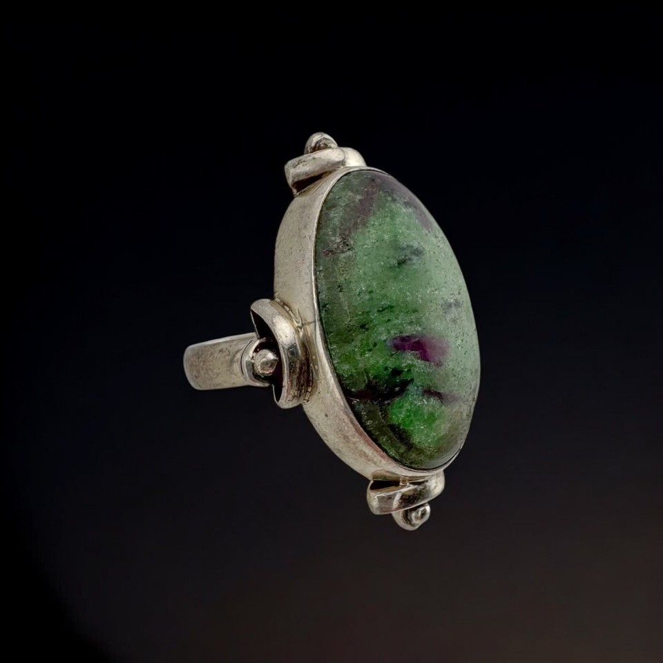 Unique 925 Sterling Silver 45ct. Ruby Zoisite Handmade Statement Ring Size 9.5 | eBay