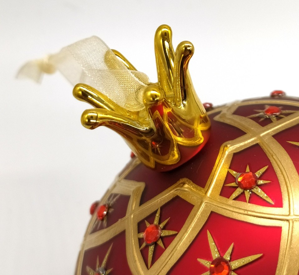 A135# Luxury Glass Ball Red Bauble With Porcelain Crown Cap Christmas ...