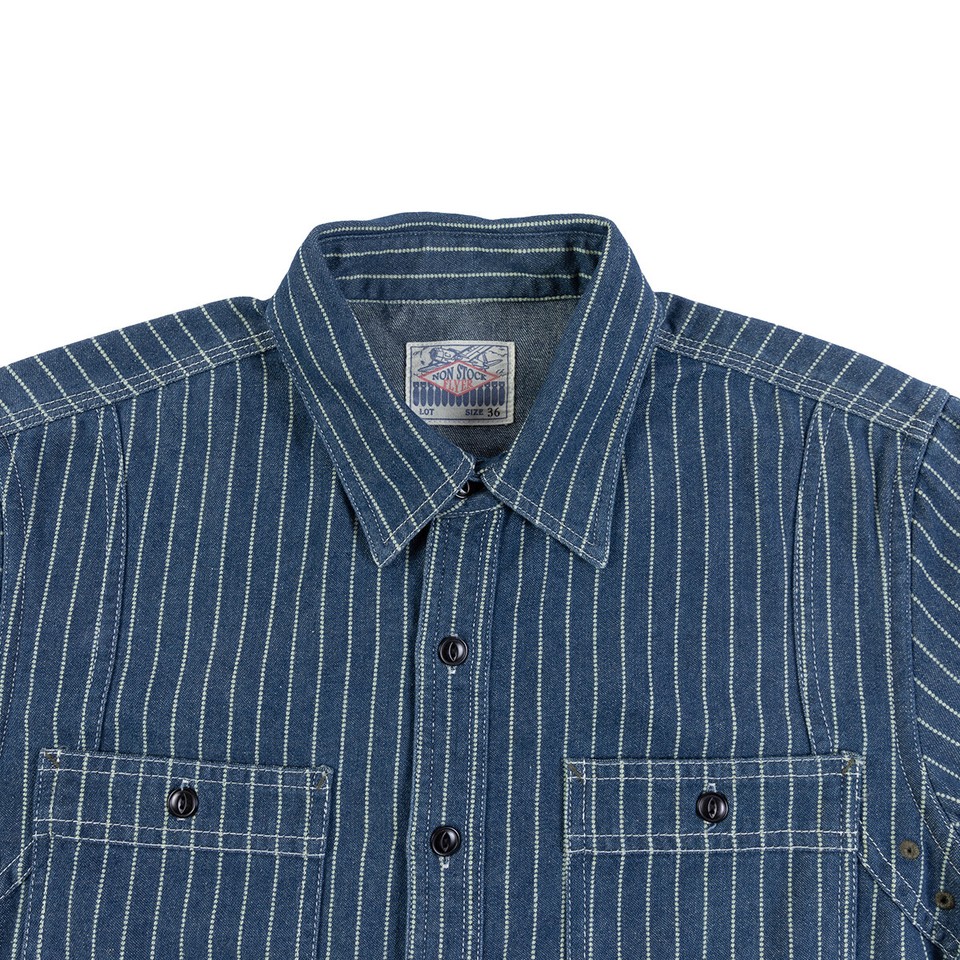 NON STOCK Vintage Stripe Men's Work Denim Railroad Long Sleeve Wabash ...