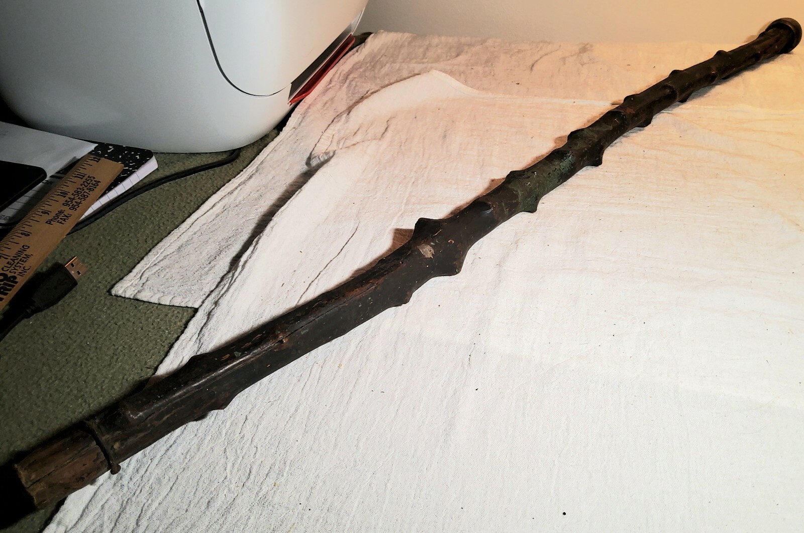 NICE ANTIQUE KNOTTY TREE WOOD WALKING STICK WITH SOLID BRASS TOP 3 FOOT ...