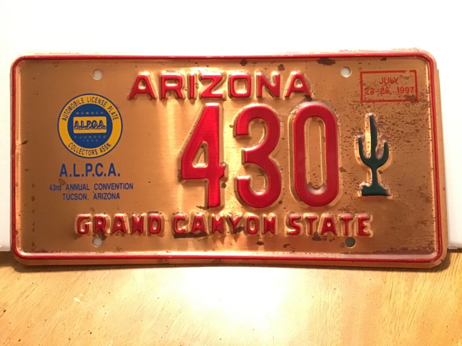 1997 Arizona ALPCA License Plate Tag Souvenir A.L.P.C.A cactus | eBay