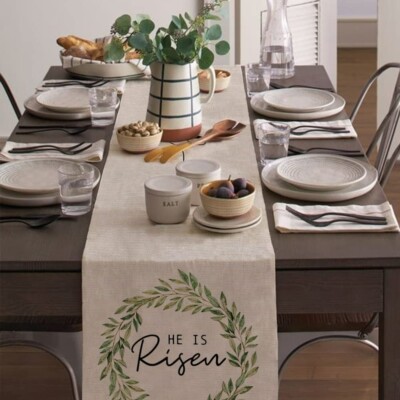 He is Risen Blessed Easter Table Runner 13x72in | eBay