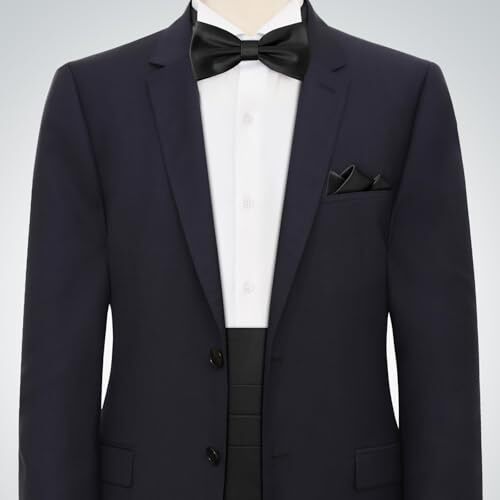 Cummerbund and Bow Tie Set Solid Color Adjustable Formal Men's Black Cumberbund | eBay